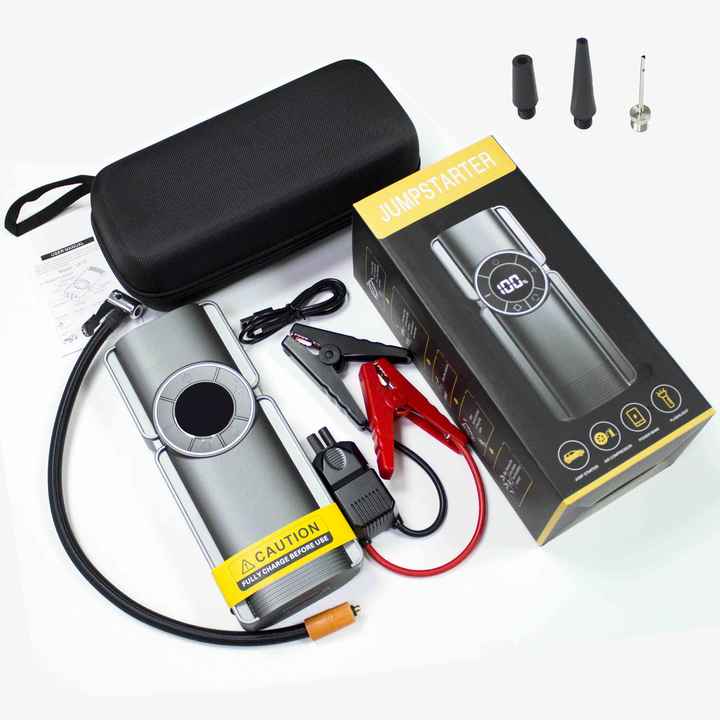 Big capacity 20000mah 12v hand crank 2500A Car Battery Jump Starter Pack For Up To 10 Liter Gas with digital screen inflator