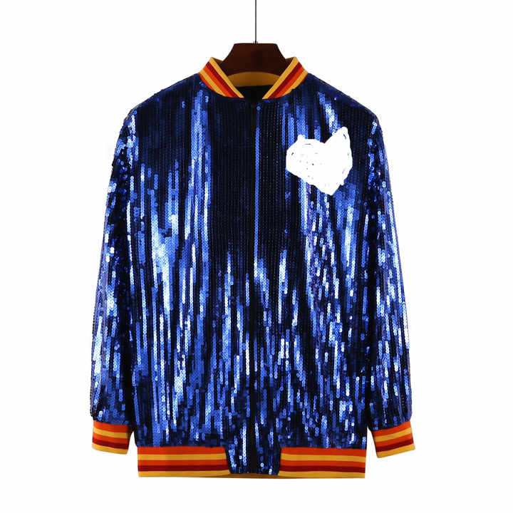 Custom Wholesale Bling Football Team Fans Houston Sequin Jacket
