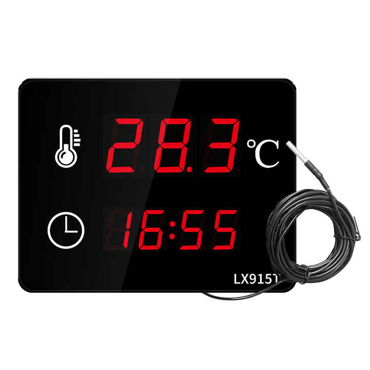 Multi-Functional Digital Wall Clock Thermometer External Probe Large ...