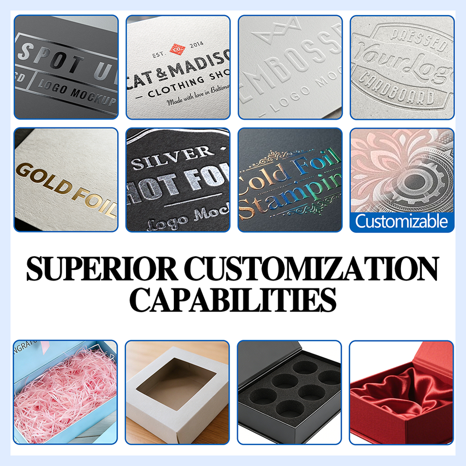 Custom Logo Embossed Glitter Recyclable Magnet Cardboard Self Erecting ...