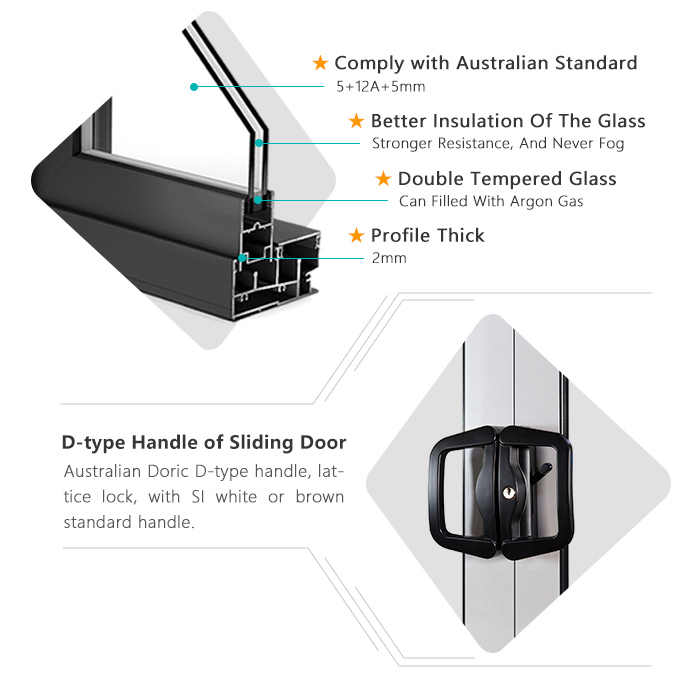 As2047 australian sliding door double glazed cavity glass sliding ...