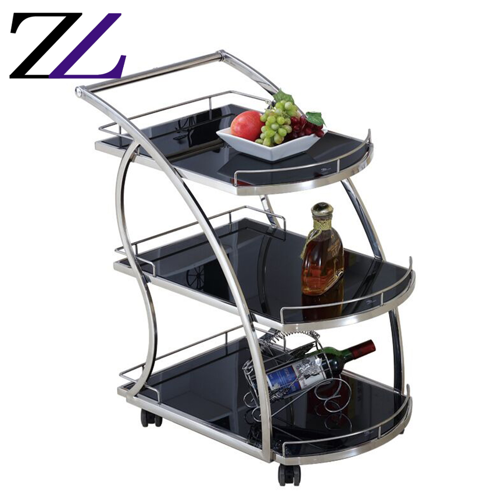 Luxury Tea Trolley - Gold Metal 3-Tier Hotel Cart