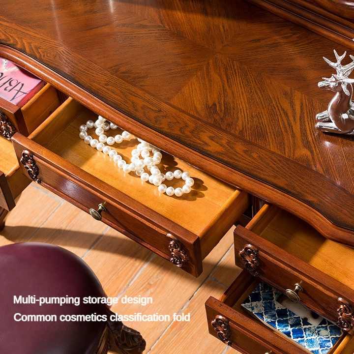 2024 European Dressing Table with Mirror & Drawers - Bedroom Vanity ...