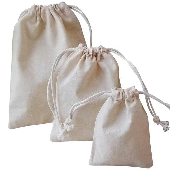 Original Practical White Cotton Drawstring Bag Reusable Canvas Shoes ...