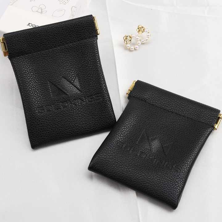 Custom Emboss Logo Pu Leather Mini Bag Gift Storage Bag Drawstring ...