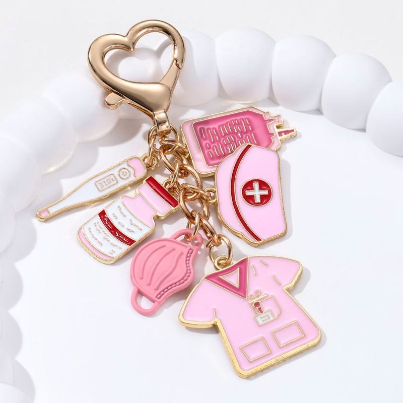 Fashion Cartoon Infusion Pump Thermometer Surgical Mask Enamel Keychain ...