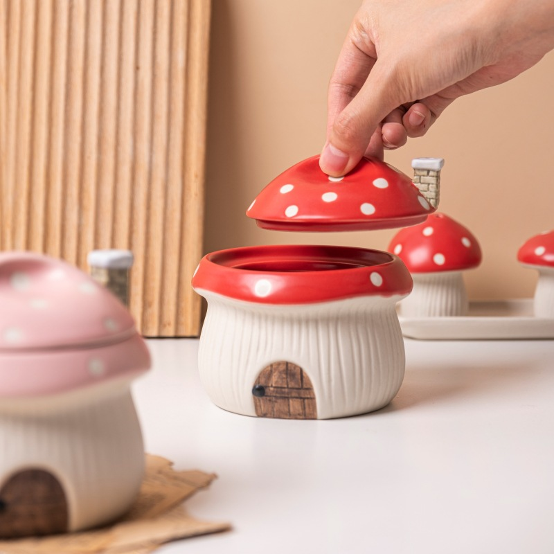Mushroom Shape Eco-Friendly Porcelain Cartoon Design Ceramic Lid Bowls ...