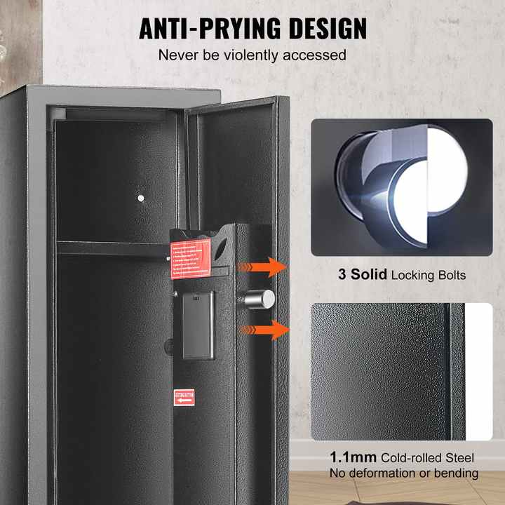 Large Tall Steel Gun Safe Cabinet with Quick Access and Removable Shelf ...