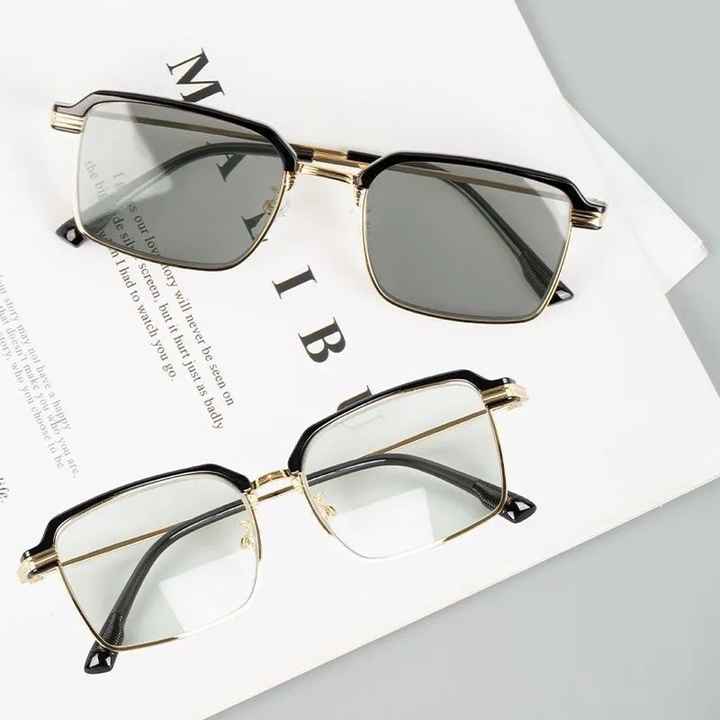 Half Frame Men's Handsome Square Frame UV Protection Glasses