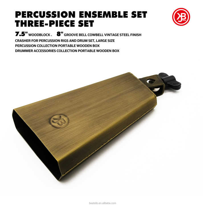 Percussion Instrument Set Solid Wood 7.5'' Woodblcok Metal Cowbell ...