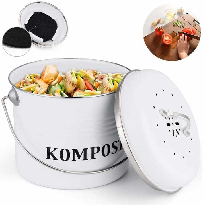 Custom Stainless Steel Compost Pail Kitchen Countertop Garden Trash ...