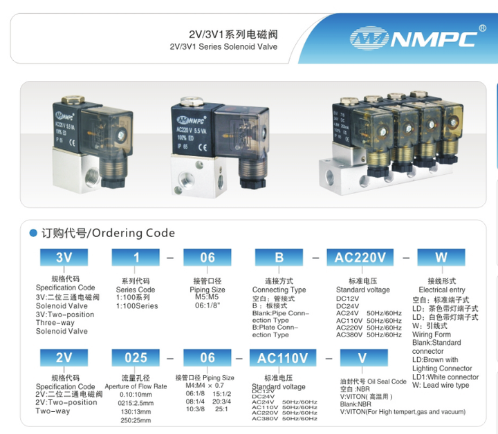 NMPC 2 Way Normally Closed DC 12V Electric Solenoid Air Valve