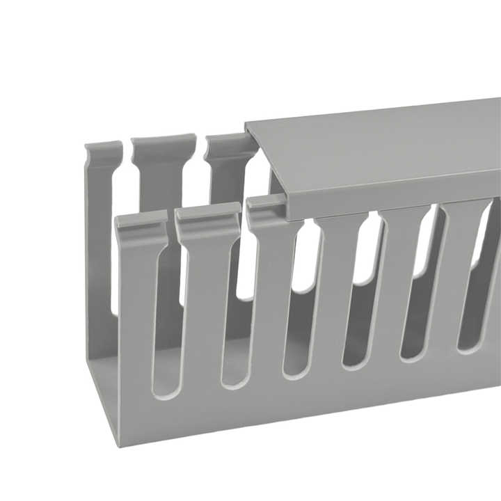 U-Shaped 50x25mm PVC Cable Trunking Corrosion Resistant Slotted Wiring ...