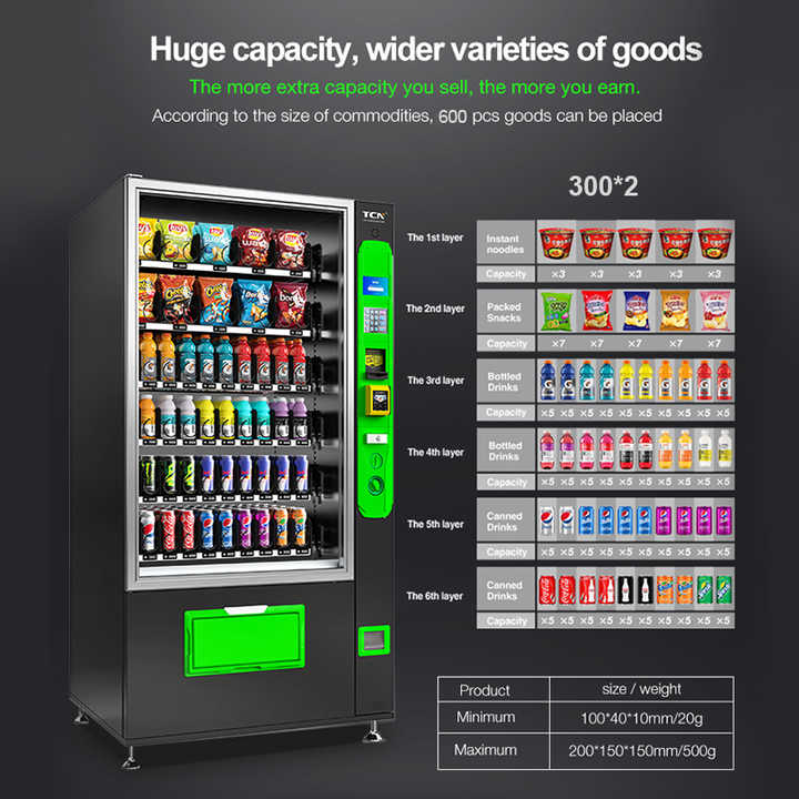 TCN Large Vending Machine Combo Snack and Drink Vending Machine Popular Use