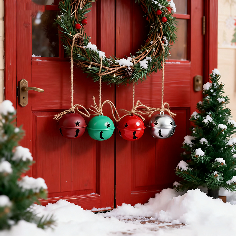 Wholesale Mini Red Green Silver Bells with Rope Hollow-Out Star Festive ...