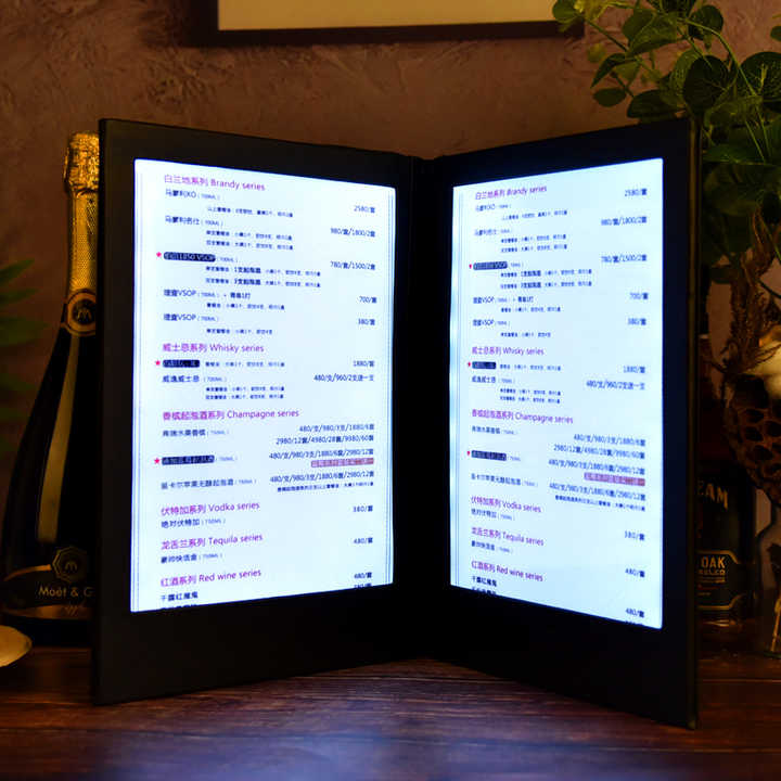 OEM Acrylic Restaurant Menu Display Table - A4 A3 Menu Stand with LED Light