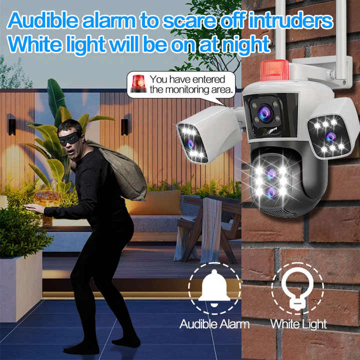 8K Outdoor Four-Lens Three Screens 10x Zoom Camera