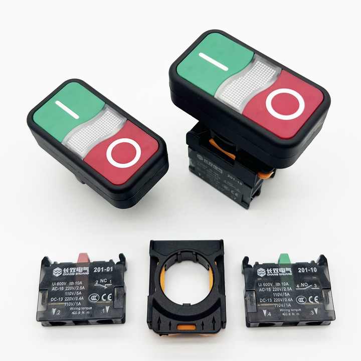 CSA-11B 22mm Green and Red Multi Two Way Black Frame Double Key Dual ...