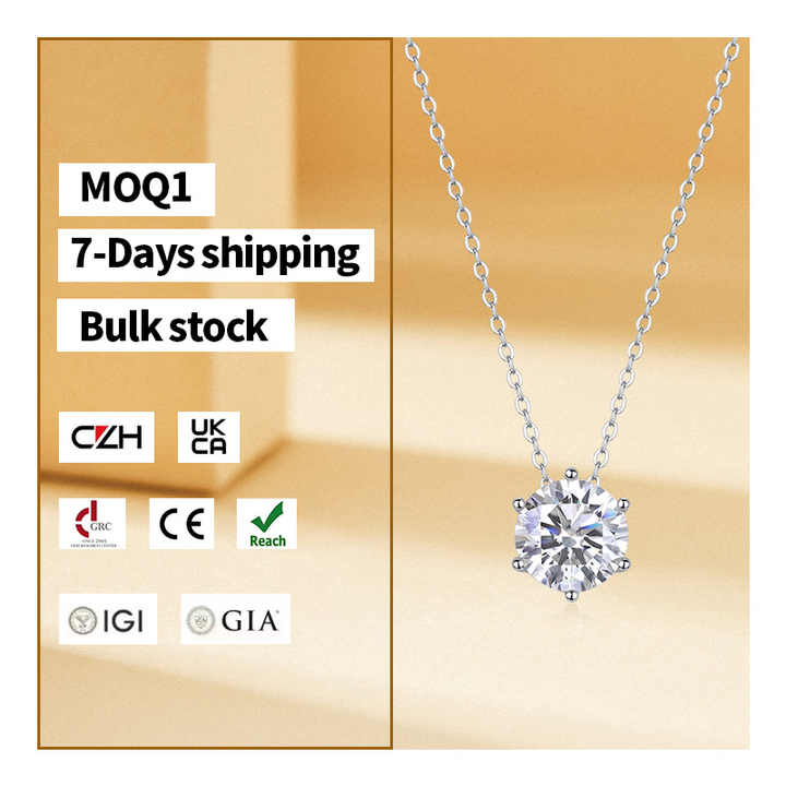 Bulk in Stock 3ct Moissanite Necklace Custom Name 925 Sterling Silver ...