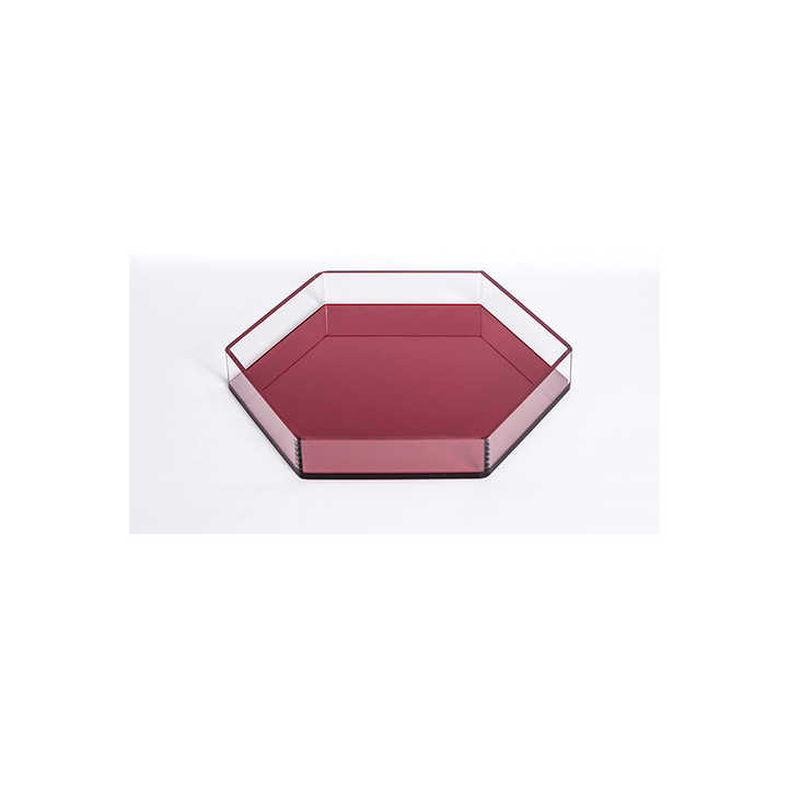 Hexagonal Acry Tray Red Plexiglass Catchall Tray Snacks Organizer Drink ...