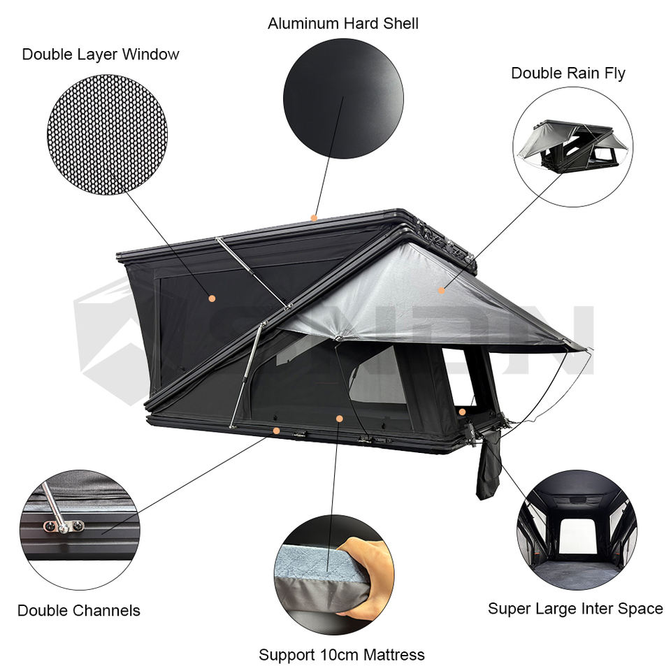 SNDN Folding Z-shaped Roof Top Tent Double Layer Four-season Waterproof ...