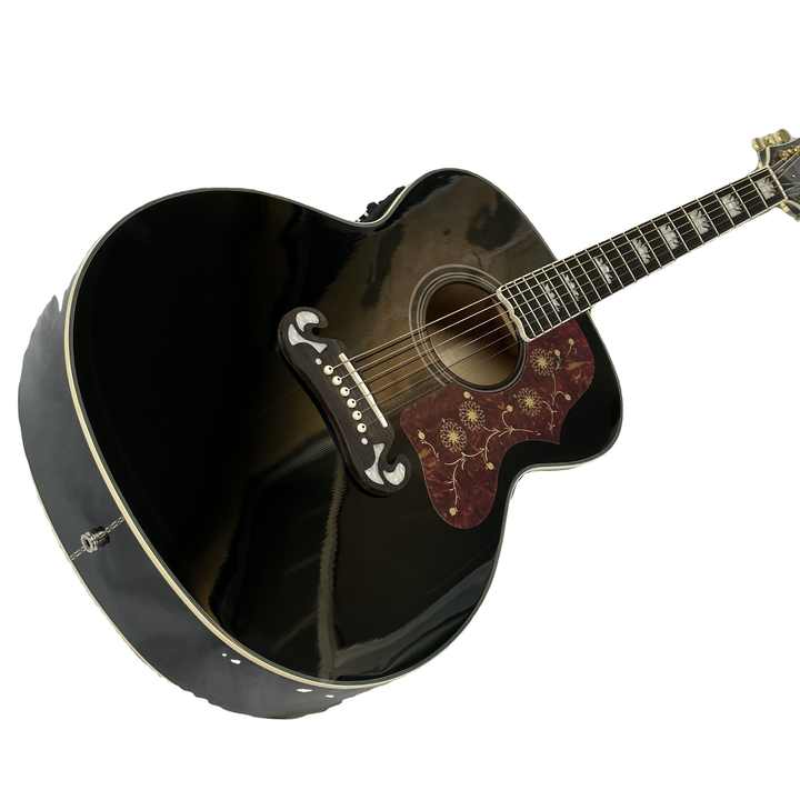 Black 43 Inches Acoustic Guitar SJ200 Model - OEM Custom