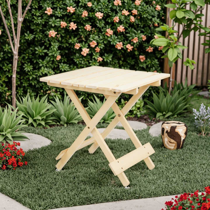 DISHI Folding Square Table Patio Outdoor Solid Wood Table for Backyard ...