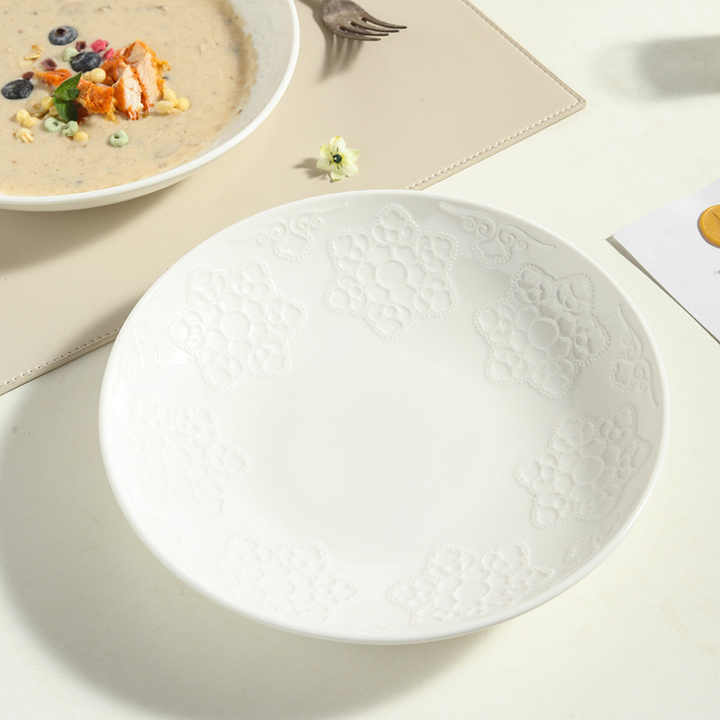 Nordic Porcelain Ceramic Deep Soup Plate Creative Round Salad Dinner ...