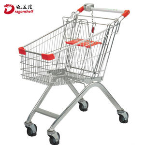 European supermarket shopping trolley cart with 4 wheels for stores