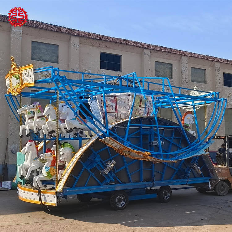 Portable Trailer Carousel Ride with Colorful Style for Easy Setup and ...