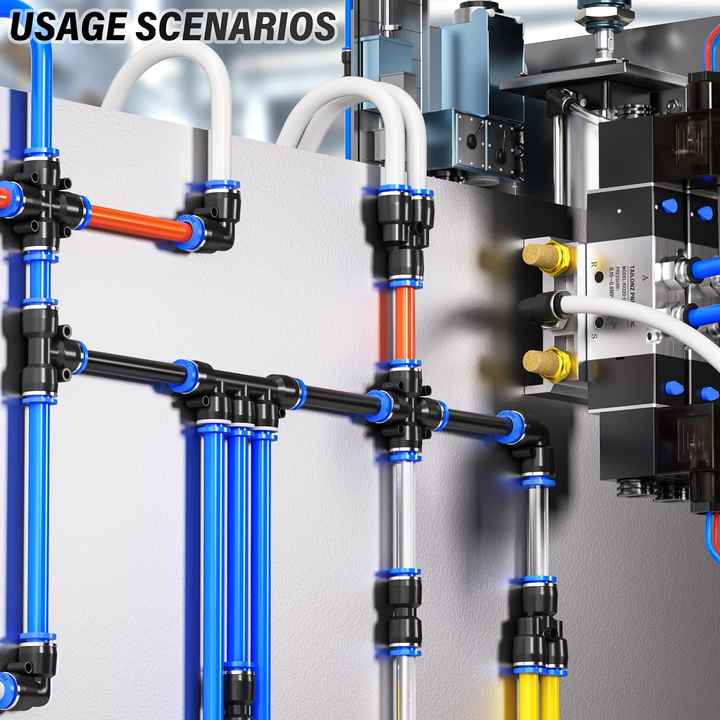 Plastic Pneumatic Fittings Kit Connector PNEUMATIC 1/4 Inch Push to ...