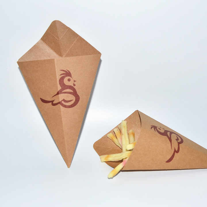 Custom Logo Fast Food Disposable French Fries Paper Cones