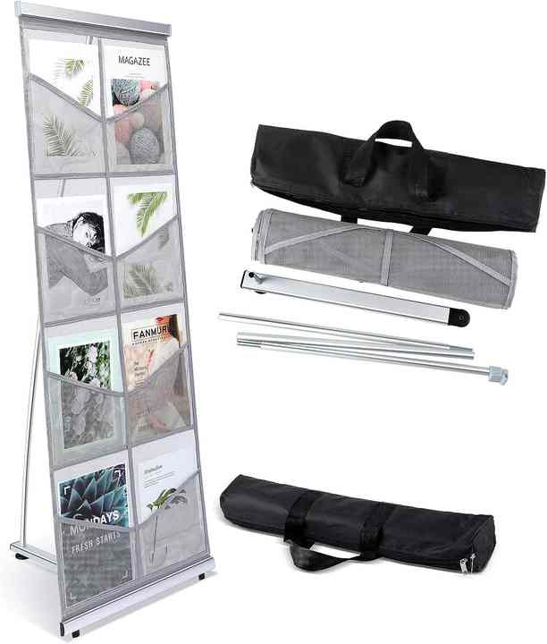 Portable Magazine Display Roll up Magazine Rack Lightweight Floor ...