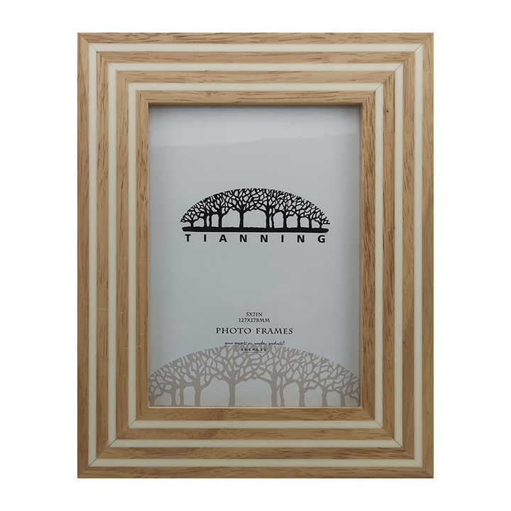 White Acrylic and Wood Block Inlay Photo Frame, Natural Wooden Photo ...