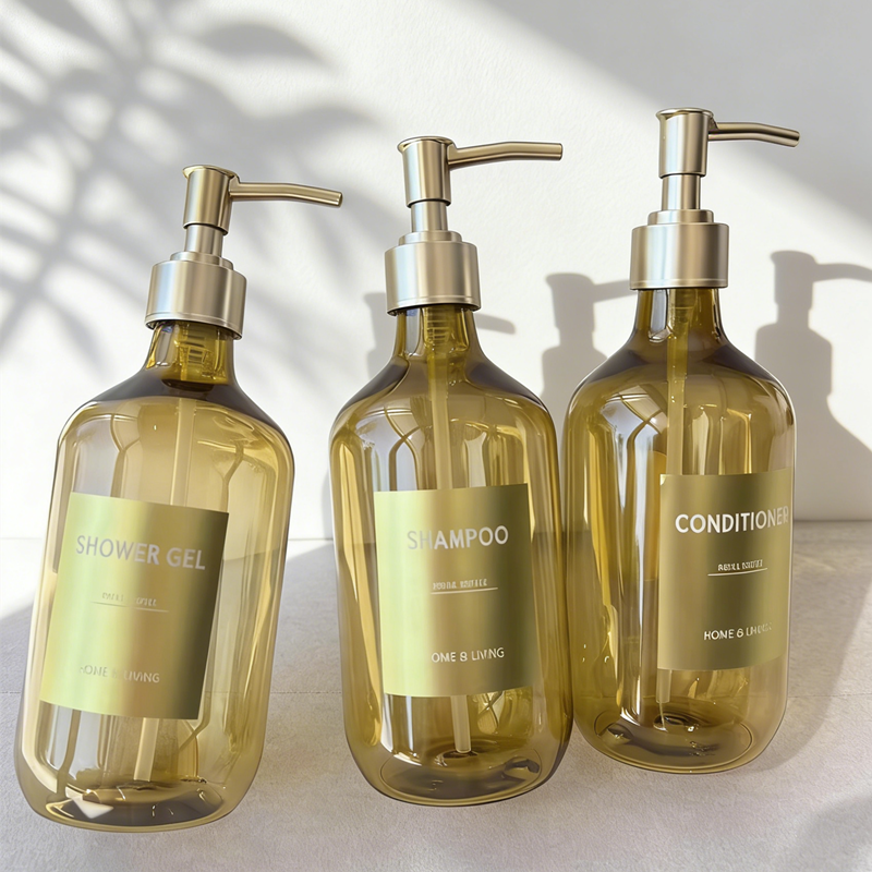 Luxury Gold Pump Bottle Empty Body Wash Bottle 10oz 16oz Empty Plastic ...