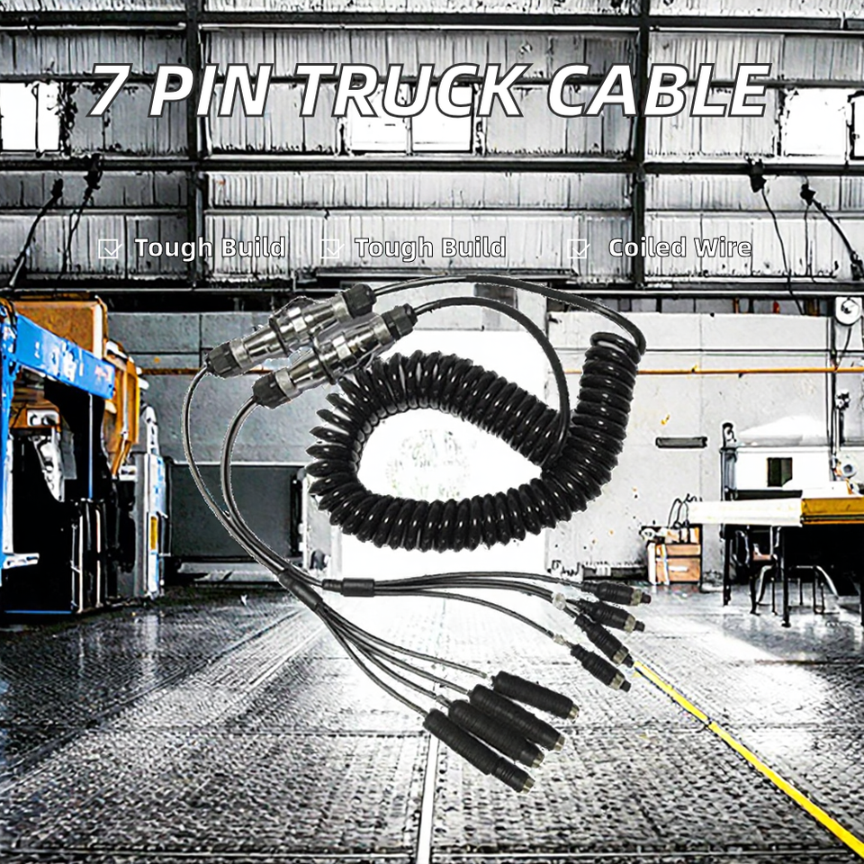 4 CH 7 Pin Heavy Duty Trailer Truck 6 Meter DIN PVC Spring Cable ...