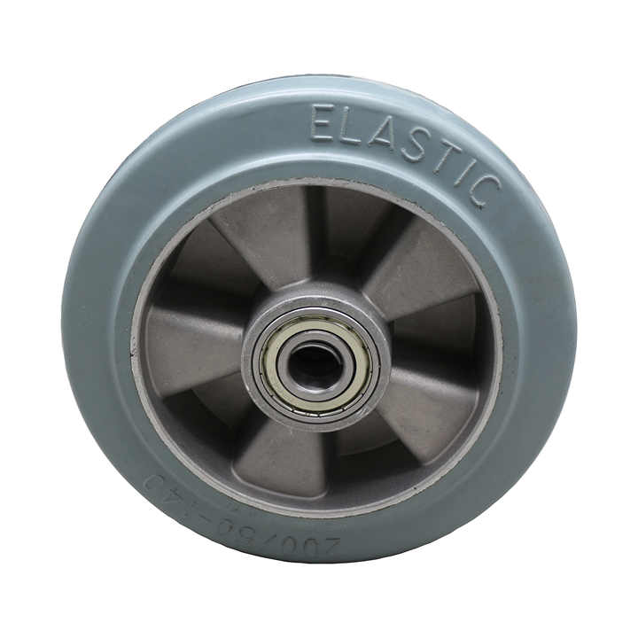 SS Grey Elastic Solid Rubber on Aluminum Caster Wheel 100 125 160 180 ...