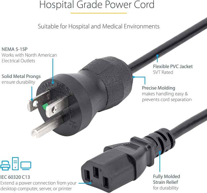 High Quality Wholesale Price NEMA5-15P Hospital Grade to IEC 320 C13 ...