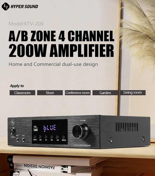 Hypersound 4.0ch High Power DAC A/B Zone 4 Channel Amplifier