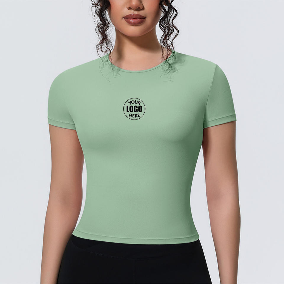 Slim Fit Athletic Crop Top 90%Polyamide 10%Elsatan Naked Feeling Tight ...