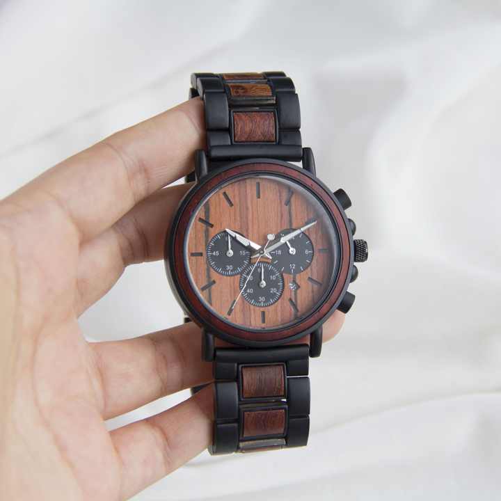 Men's Wooden 3 Dials Watch Handmade Wooden Chronograph Watch| Alibaba.com