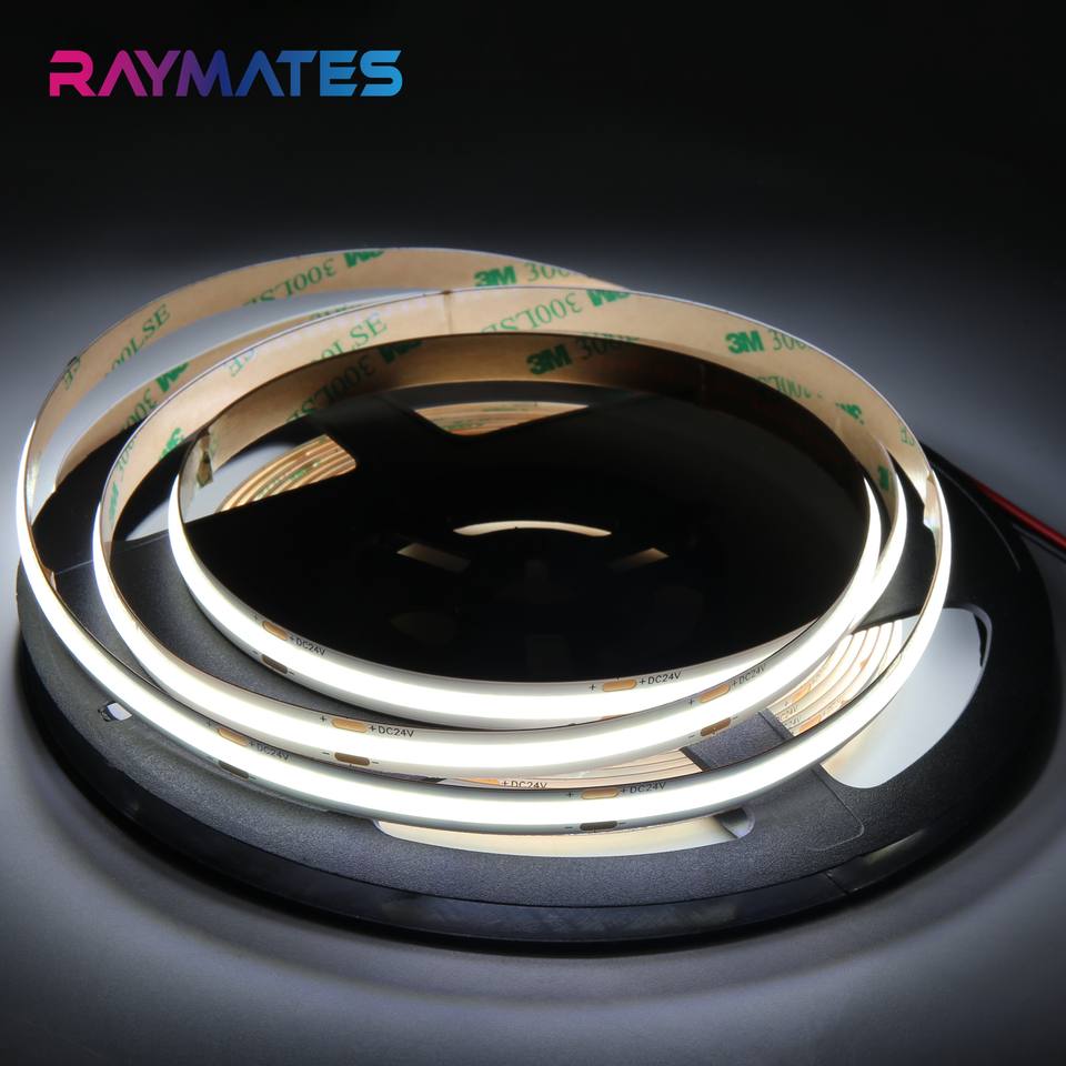Raymates 140LM/W High Luminous Efficacy COB LED Strip 24V 8mm PCB CRI ...