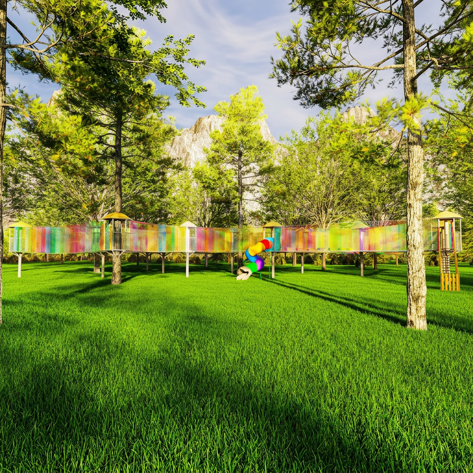 Rainbow Rope Net Walkway, Galvanized Steel Kids Climbing Net with Tube ...