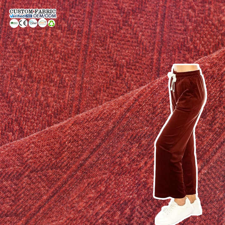 Stock Chenille Women Pants Fabric 98%Polyester 2%Spandex Stretch ...