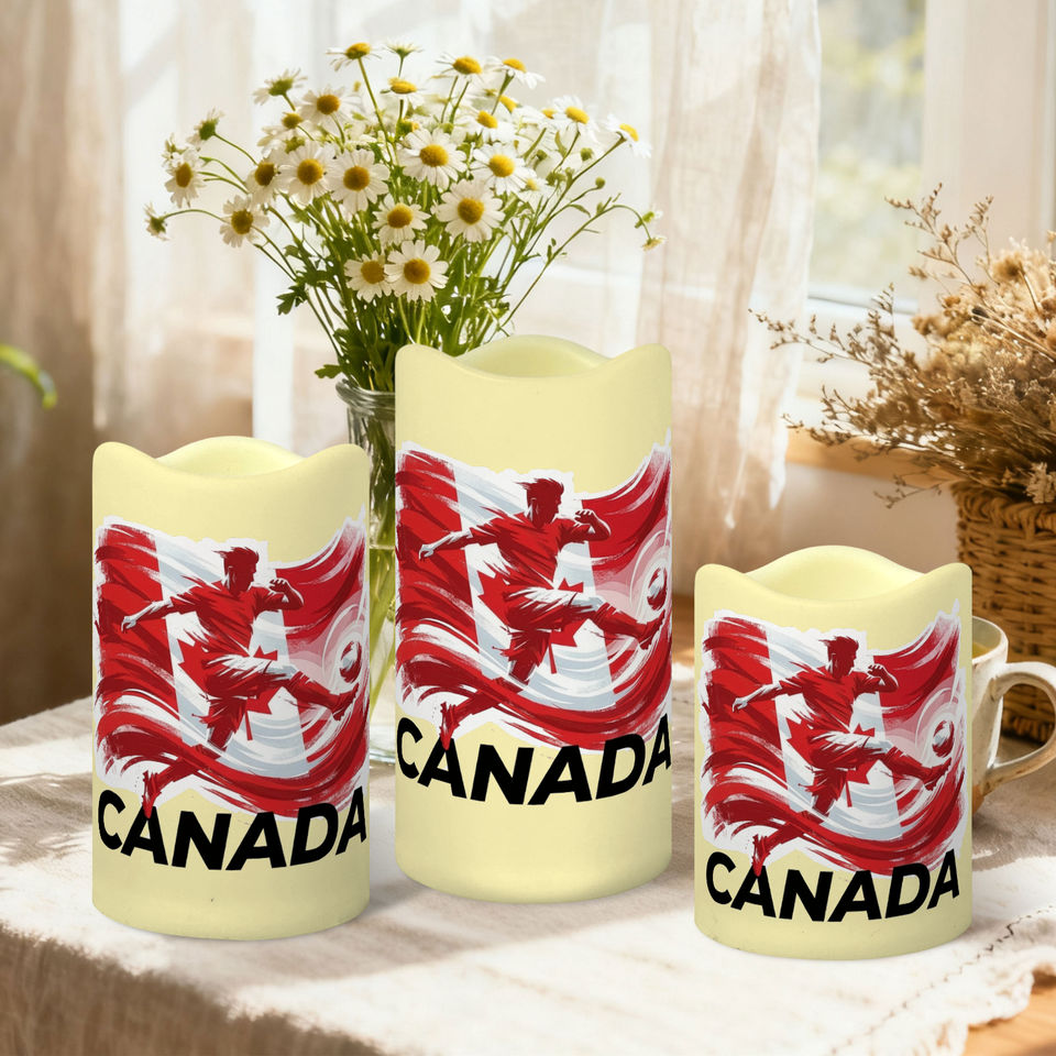 Canada Soccer Fan 2026 Football Theme Decor 3PCS LED Scalloped Edge ...