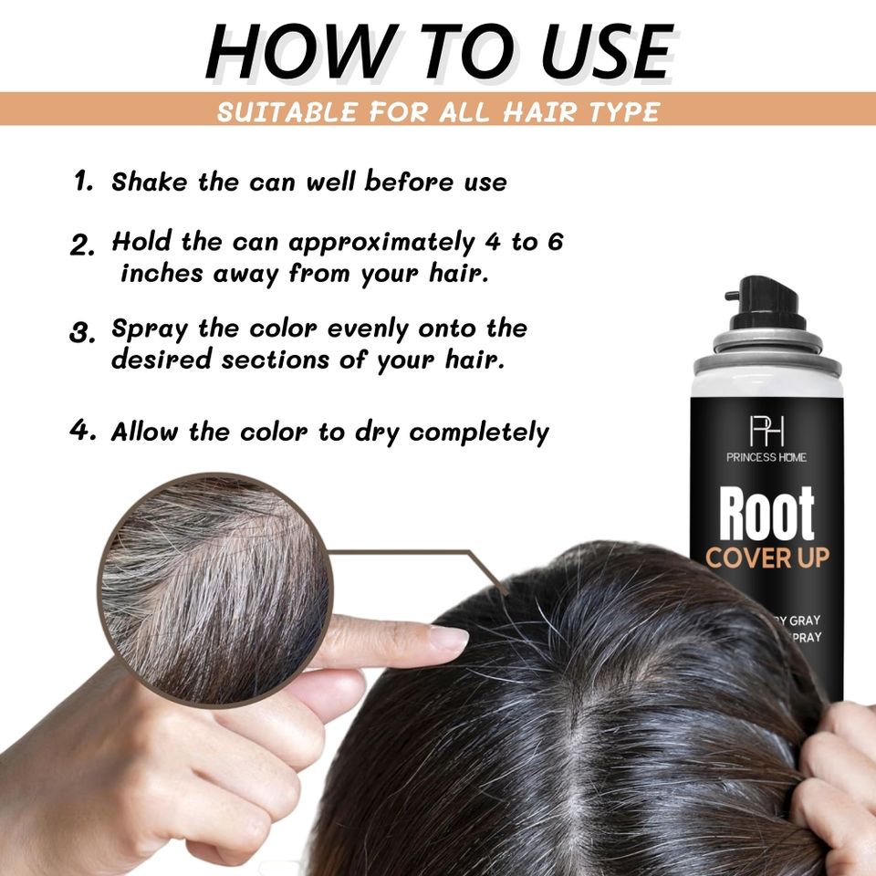 100ml Root Cover up Aerosol Spray Quick Dry Formula to Cover Gray ...