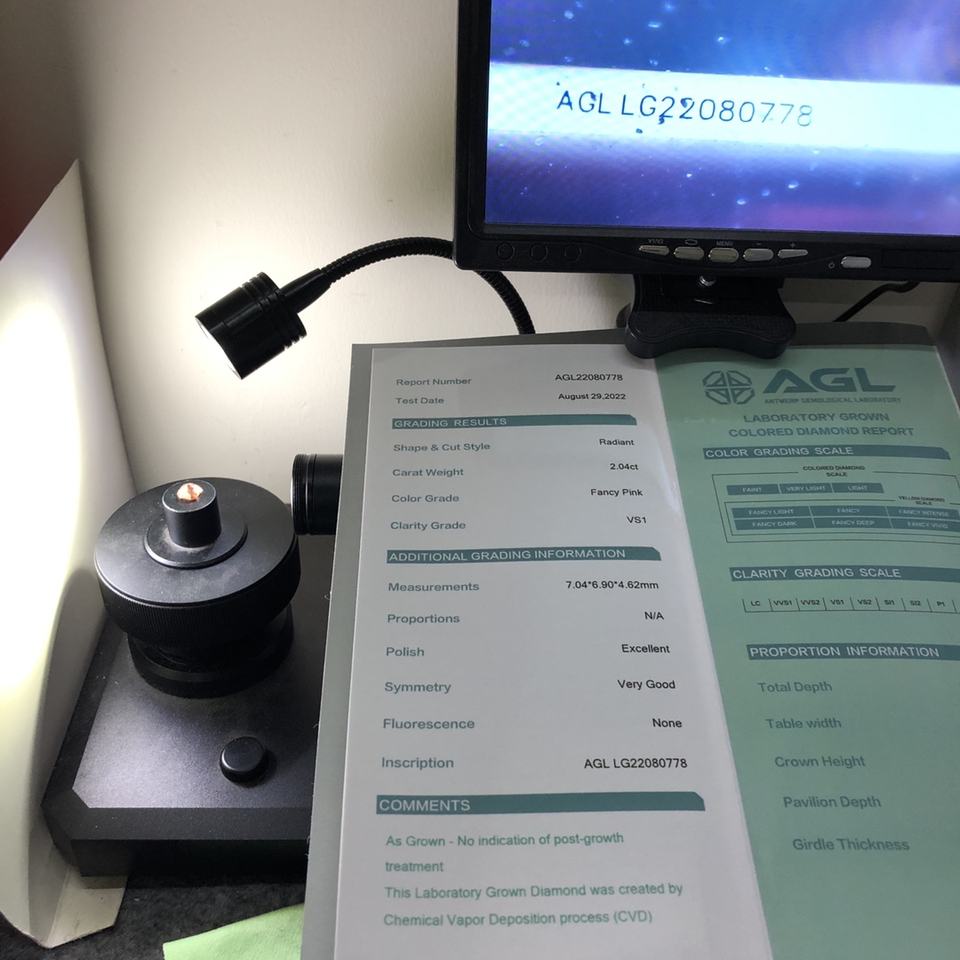 AGL ใบรับรองแฟนซีรูปร่าง2.0ct VS1แฟนซีสีชมพูหลวมเพชร CVD Lab ปลูกเพชร ...