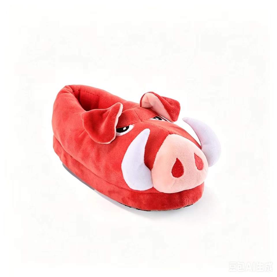 Festive Brown Reindeer Cartoon Plush Slippers Warm Fuzzy Indoor Shoes ...