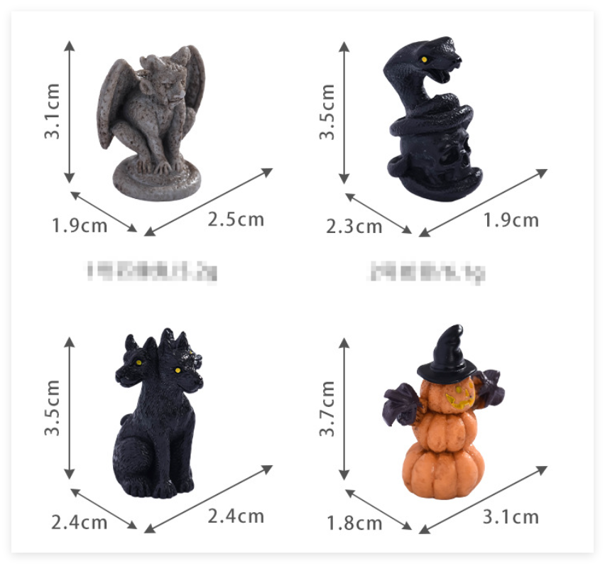 DIY Animals Miniatures 3D Hand-painted Artistic Snake Dog Pumpkim Ghost ...