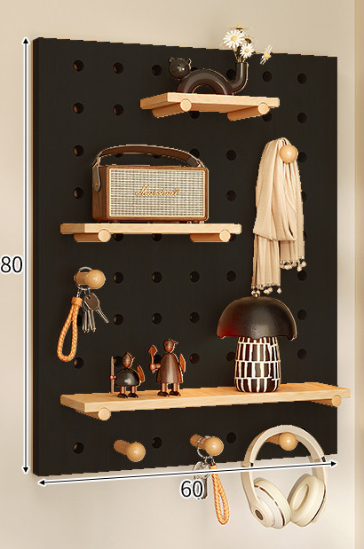 Modern Minimalist White Wood Pegboard Wall Panel With Cloud Shape Top ...
